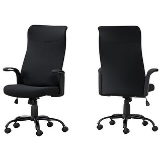 HomeRoots Black Fabric Seat Swivel Adjustable Task Chair Fabric Back ...