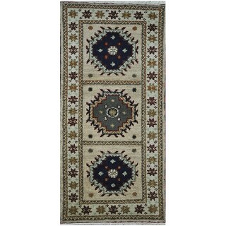 Handmade One-Of-A-Kind Tribal Kazak Wool Rug (India) - 2' x 4' - Bed ...