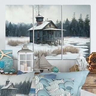 Designart "Fishing House By The Lake II" Landscape Lake House Canvas ...