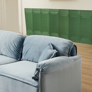 2 Pcs Luxury Velvet Upholstery Sofa with Foam Padding, 3 Seater Deep ...