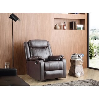 Dark Brown Faux Leather Rocker Manual Recliner with Thick Cushion - Bed ...