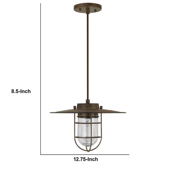 Rustic Metal Pendant Lighting With Cage Design Shade Bronze Saltoro ...