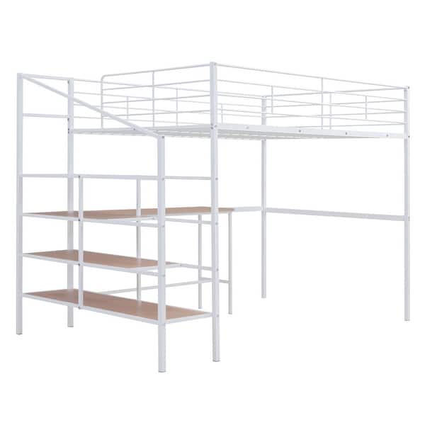 White Metal Loft Bed
