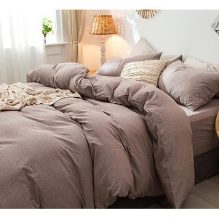 Washed Cotton Linen Like Textured Breathable Durable ,Bedding Duvet ...