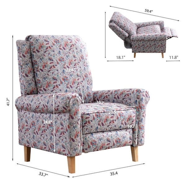 Unique Floral Pattern Push-back Reclining Sofa Recliner, Single ...