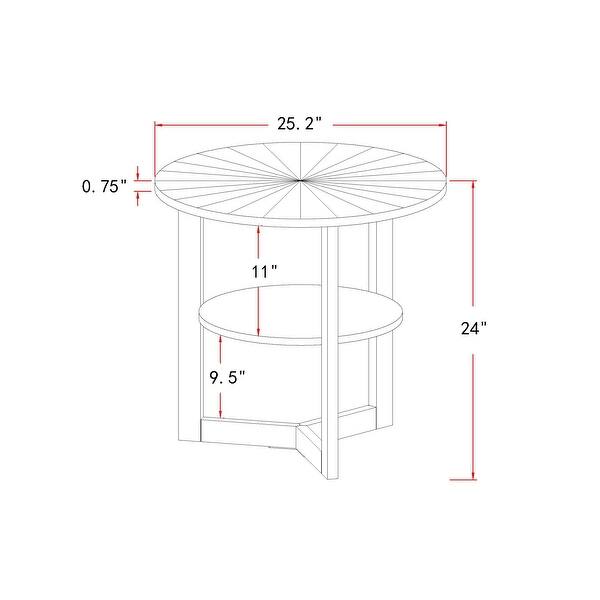 2-Tier Round End Table,Farmhouse Circle End Side Table for Living Room ...