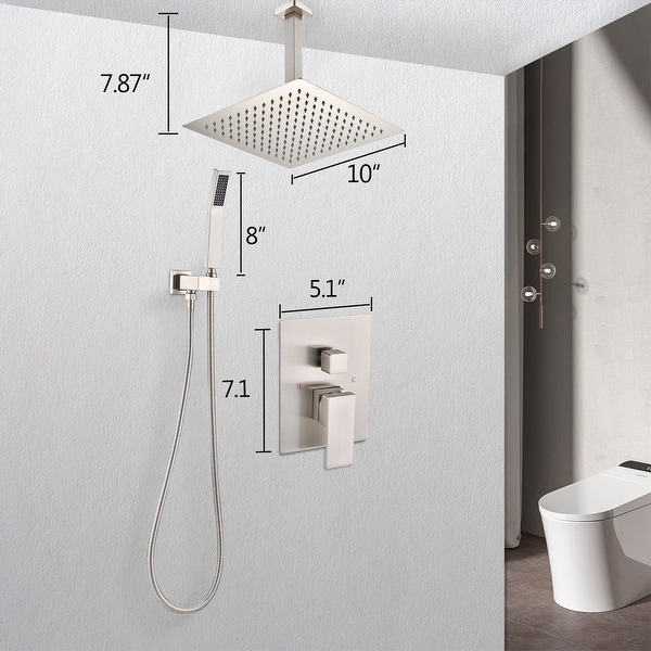 Ceiling Mounted Waterfall Rain Shower System with Handheld Shower - Bed ...