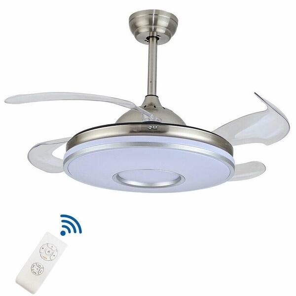 Retractable Ceiling Fan Lamp Dimmable LED Chandelier w/ Remote Control ...