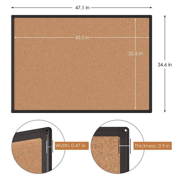 Bulletin Board 48 x 36, Black Aluminium Framed 4x3 Corkboard , Large ...