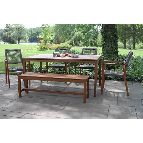 Eilaf 6-Piece Eucalyptus Dinning Set With matching bench and Rope ...