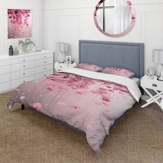 Designart "Pink Cherry Orchard tree in Bloom 2" Cherry Bedding Cover ...