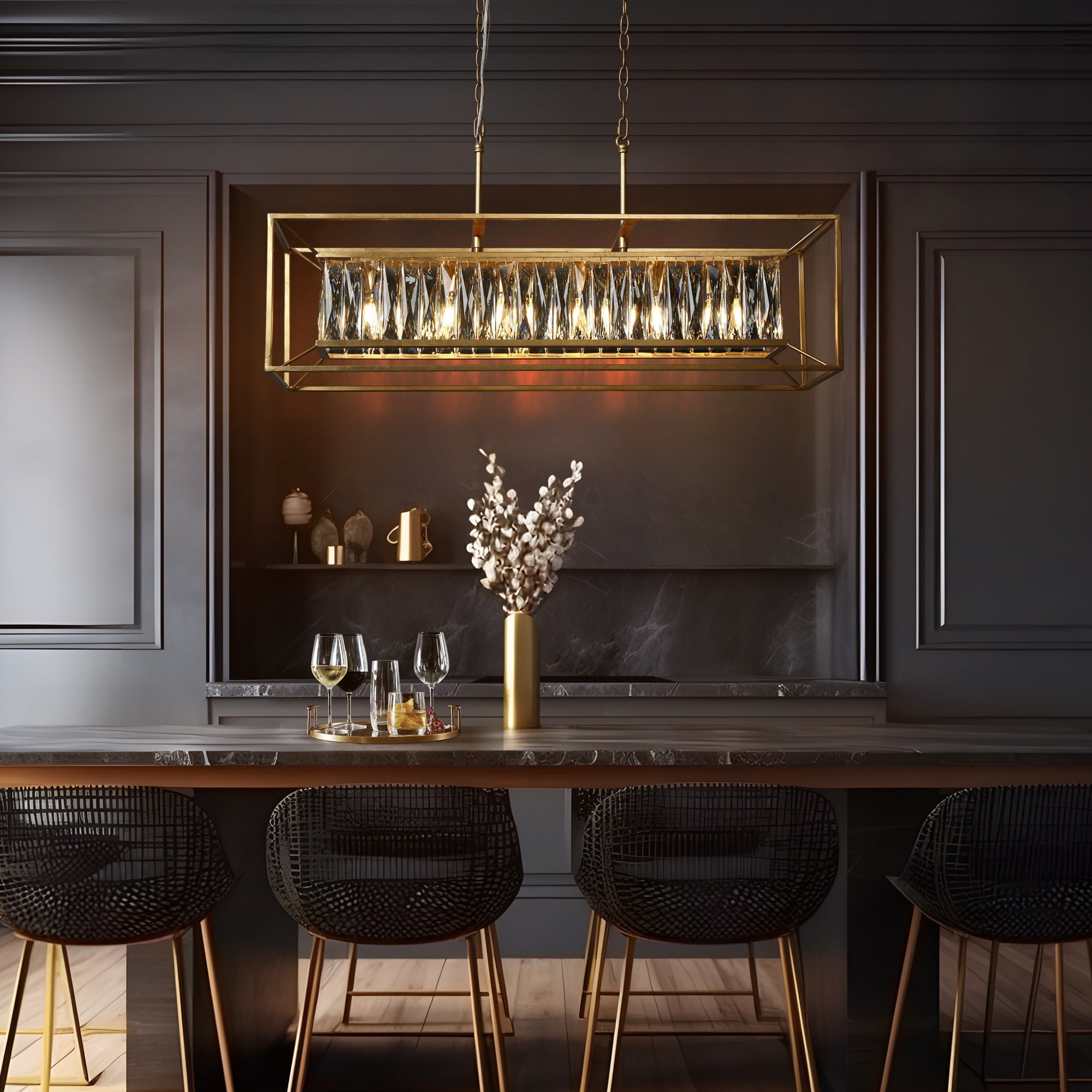 3 Light Gold Fixture Dining Kitchen Island Entryway Crystal Chandelier ...