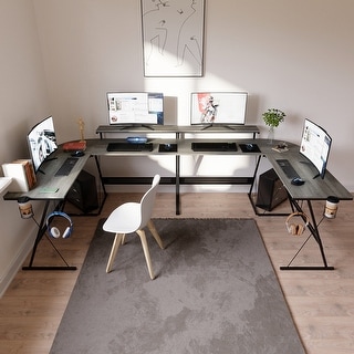 55-65 Inch Gaming Desk LED L Shaped Computer Corner Desk - Bed Bath ...