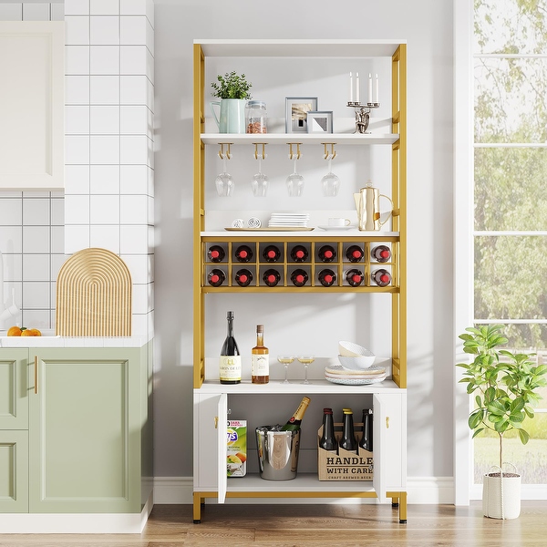 White bar cabinet with wine storage store