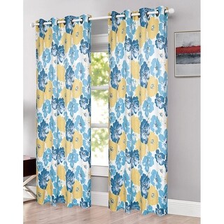 Arbor Floral Printed Room Darkening Grommet Window Panel, 54x84 Inches ...