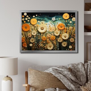 Designart "Orange Teal Cactus Desert Oasis Barrel" Floral Framed Wall ...