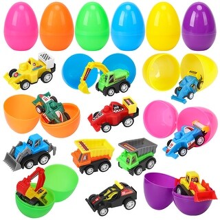 12 Pcs Prefilled Easter Eggs with Pull Back Construction Vehicle - Bed ...