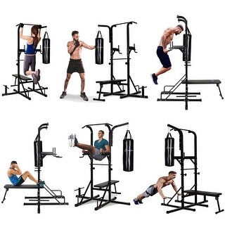 Soozier 86" Full Body Power Tower Home Gym Fitness Station with ...