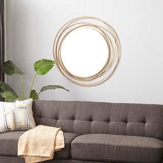 Gold Metal Room Wall Mirror with Overlapping Ring Frame - Bed Bath ...