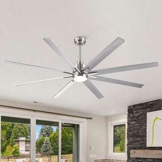 72 in. Integrated LED Indoor Brushed Nickel Smart Ceiling Fan with ...