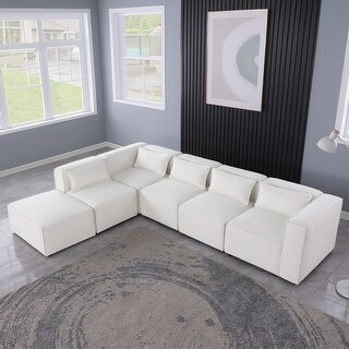 Chenille Fabric Modular Sofa, Simple Square Block Couch, Modern Corner ...