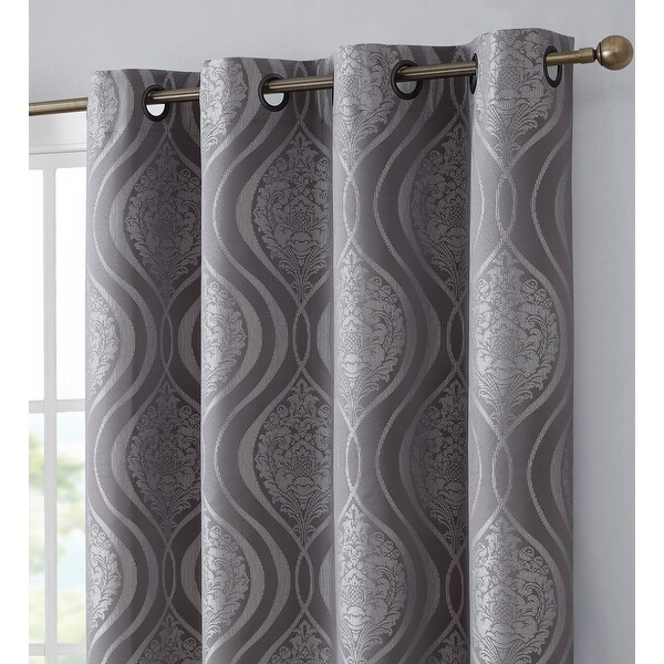 HLC.me Lattice Flocked 100% Complete Blackout Thermal Insulated Window Curtain Grommet Panels ...
