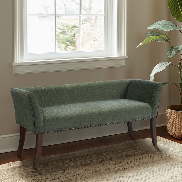 Madison Park Welburn 49.5 Upholstered Bench with Back Wood Legs On Sale Bed Bath Beyond 19448077
