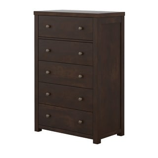 Derek 45 Inch Modern 5 Drawer Tall Dresser Chest, Bronze Knobs, Dark ...