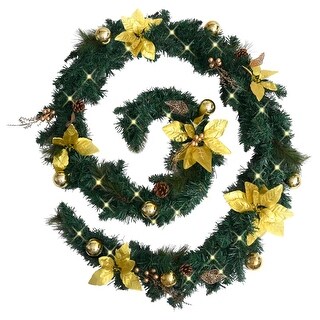 vidaXL Christmas Garland with LED Lights Green 8.9' PVC - Bed Bath ...