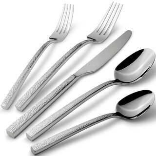 Ripple 20-Piece Silverware Set Stainless Steel Flatware Set,Service for ...