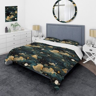 Designart "Celestial Dreams Galaxy Pattern X" Gold Modern Bedding Set ...
