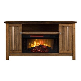 Belleville 55 inch Wood Media Console & 28 inch Firebox - Driftwood ...
