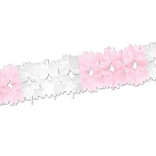 Club Pack of 12 Packaged Pastel Pink and White Festive Pageant Garland ...