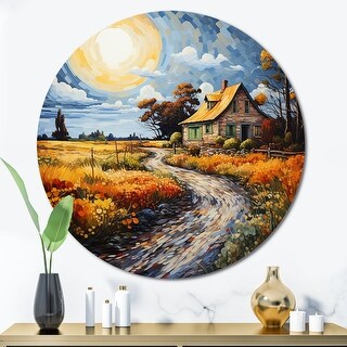 Designart "Farmhouse Timeless Abode Pointillism" Countryside Large ...