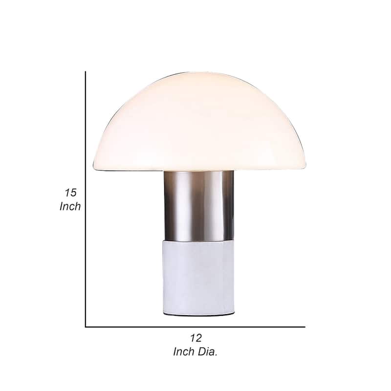 Lumina 15 Inch Table Lamp, Dome Shaped Shade, Slender Metal Stem ...