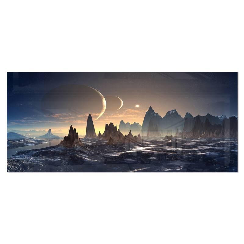 Designart 'Alien Planet with Mountains' Contemporary Metal Wall Art ...