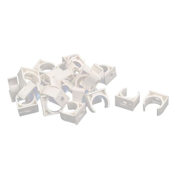 20mm Dia PVC U Shaped Pipe Fitting Clamps Clips Water Tube Holder White ...