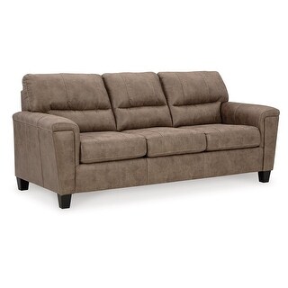 Nav Queen Size Sofa Sleeper, Fossil Brown Faux Leather, Foam, 89 Inch ...