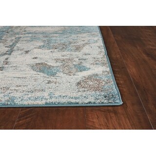 HomeRoots 3'x5' Ivory Teal Abstract Area Rug - 3' x 5' Oval - Bed Bath ...