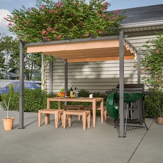 10' x 10' Outdoor Khaki Aluminum Patio Pergola - Bed Bath & Beyond - 40565630