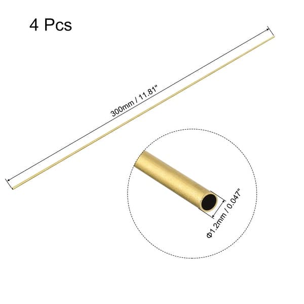 Round Tube 1.2mm OD 0.2mm Wall Thickness 300mm Length Pipe Tubing 4Pcs ...