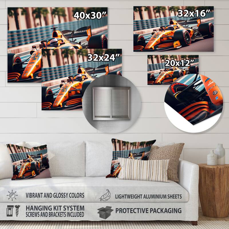Designart 'Formula Car Racing VIII' Cars Race Car Formula 1 Metal Wall ...