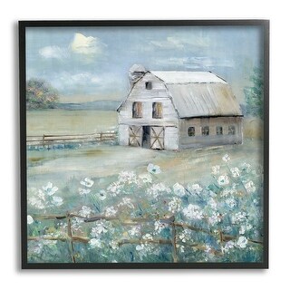 Stupell Barn in Floral Meadow Framed Giclee Art Design by Sally ...