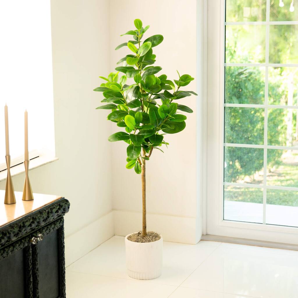 Audrey Ficus Artificial Potted Tree - 6' - Unlit - Overstock - 42755353