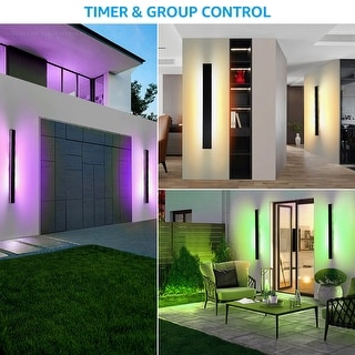 2-Pack 45W Smart WiFi LED Wall Sconce, Indoor/Outdoor, Color Changing ...