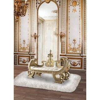 Bernadette Bench in White PU & Gold Finish - Bed Bath & Beyond - 38197459