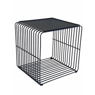 Reo 16 Inch Side End Table, Waterfall Black Metal Wire Frame - 16 L x ...