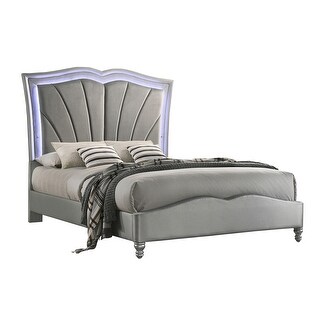 Chasina Upholstered Bed with LED Lighting Grey - Bed Bath & Beyond ...