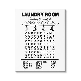 Stupell Laundry Room Word Search Lost Socks Hanging Canvas Wall Art ...