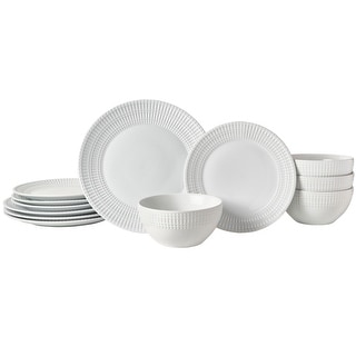 Everyday White Dillan 12-Piece Dinnerware Set, Service for 4 - Bed Bath ...